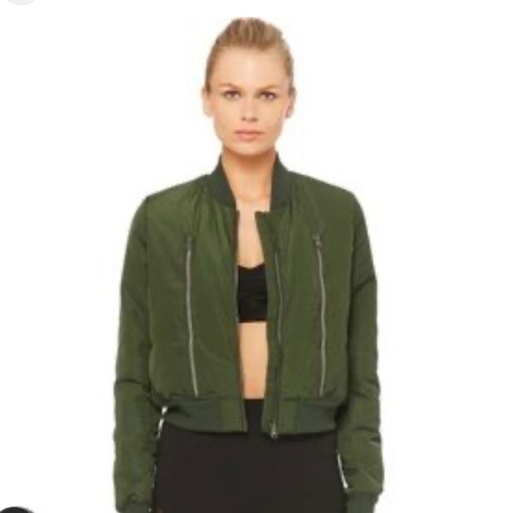 ALO Yoga | Jackets & Coats | Alo Yoga Off Duty Army Green Bomber Jacket ...
